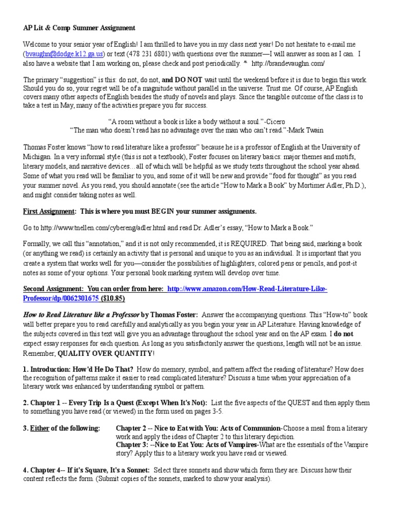AP Lit Summer Reading | PDF | Irony | Poetry