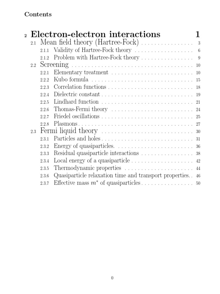 Electron-Electron Interactions 1: Mean Field Theory (Hartree-Fock) Screening | PDF | Science ...