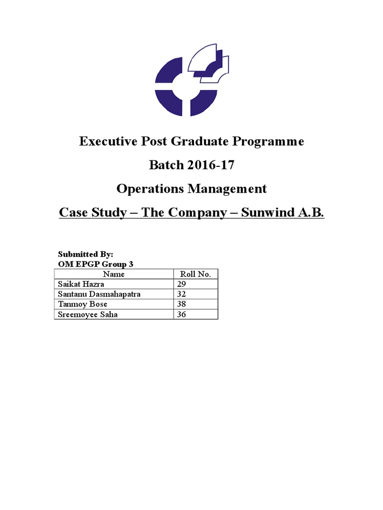 Sunwind AB Case Study | PDF | Inventory | Industries