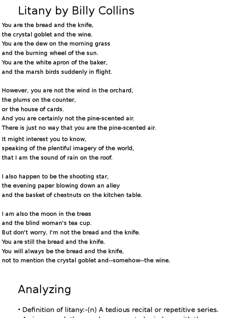 Litany by Billy Collins | PDF