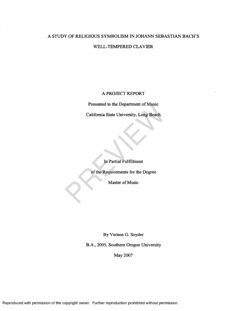 A Study of Religious Symbolism in Bach's Well-Tempered Clavier | PDF ...