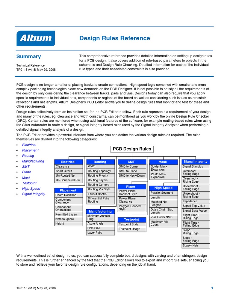 (Altium) - TR0116 Design Rules Reference | PDF | Printed Circuit Board ...