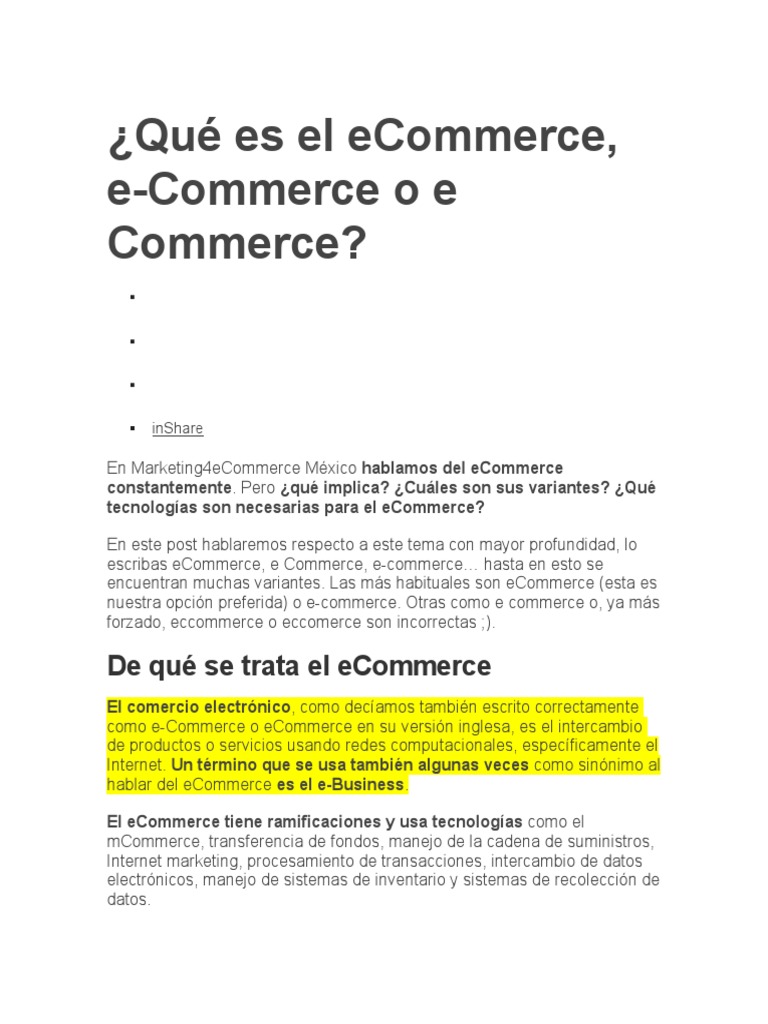 Qué Es El ECommerce | PDF | Comercio electrónico | Comercio