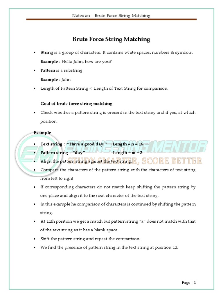 BruteForceStringMatch | Download Free PDF | String (Computer Science) | Mathematical Logic
