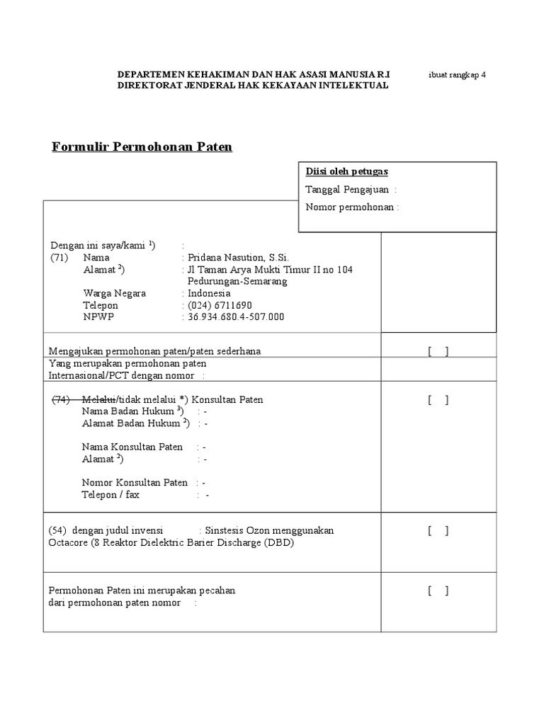 Formulir Paten | PDF