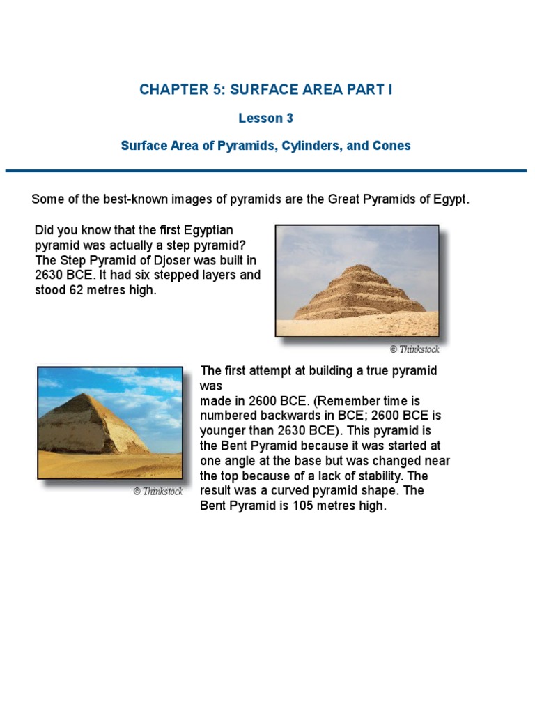 Surface Area of Pyramids Cylinders and Cones Notes and Examples | PDF ...