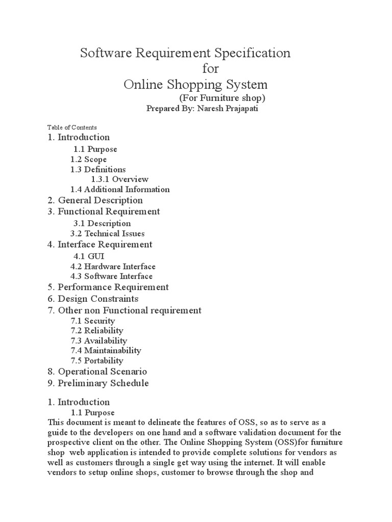 Software Requirement Specification | PDF | Online Shopping | Graphical User Interfaces