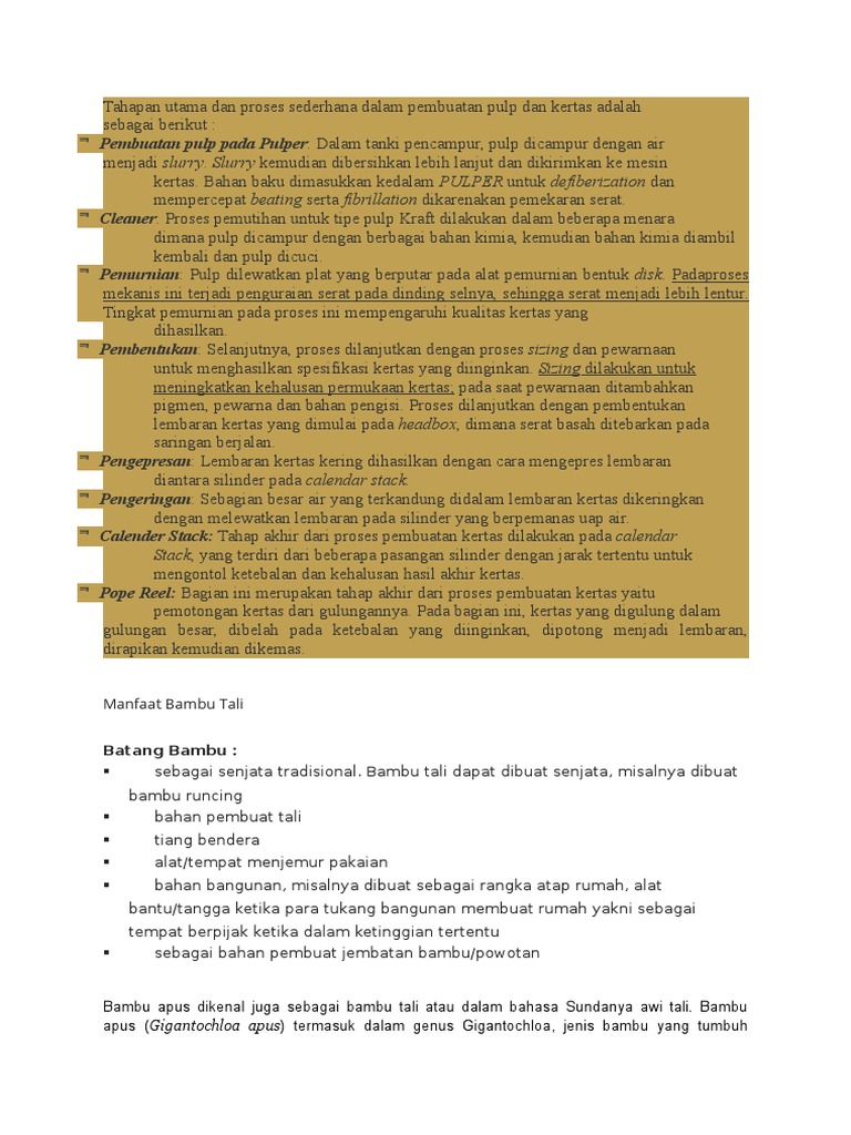 Tahapan Utama Dan Proses Sederhana Dalam Pembuatan Pulp Dan Kertas ...