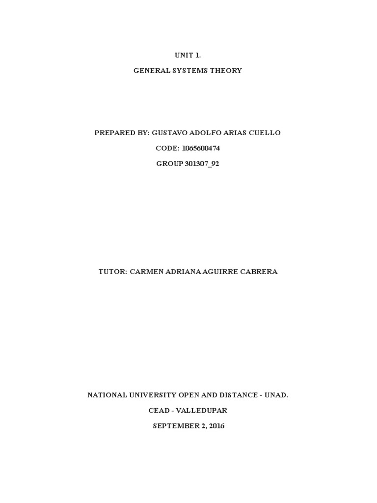 Unit 1. General Systems Theory | PDF