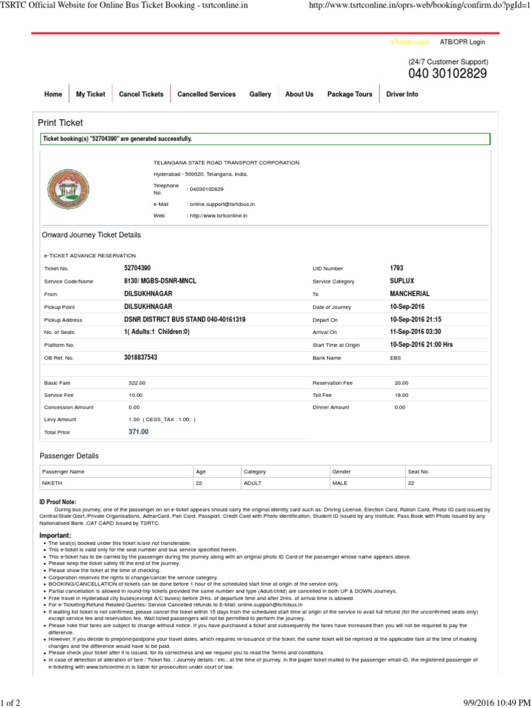 TSRTC Official Website for Online Bus Ticket Booking - Tsrtconline ...