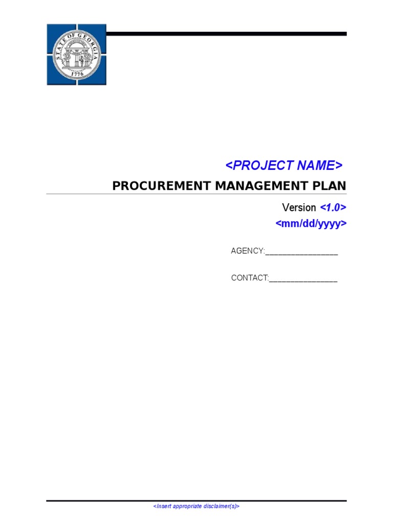 Procurement Management Plan Template | PDF | Request For Proposal ...