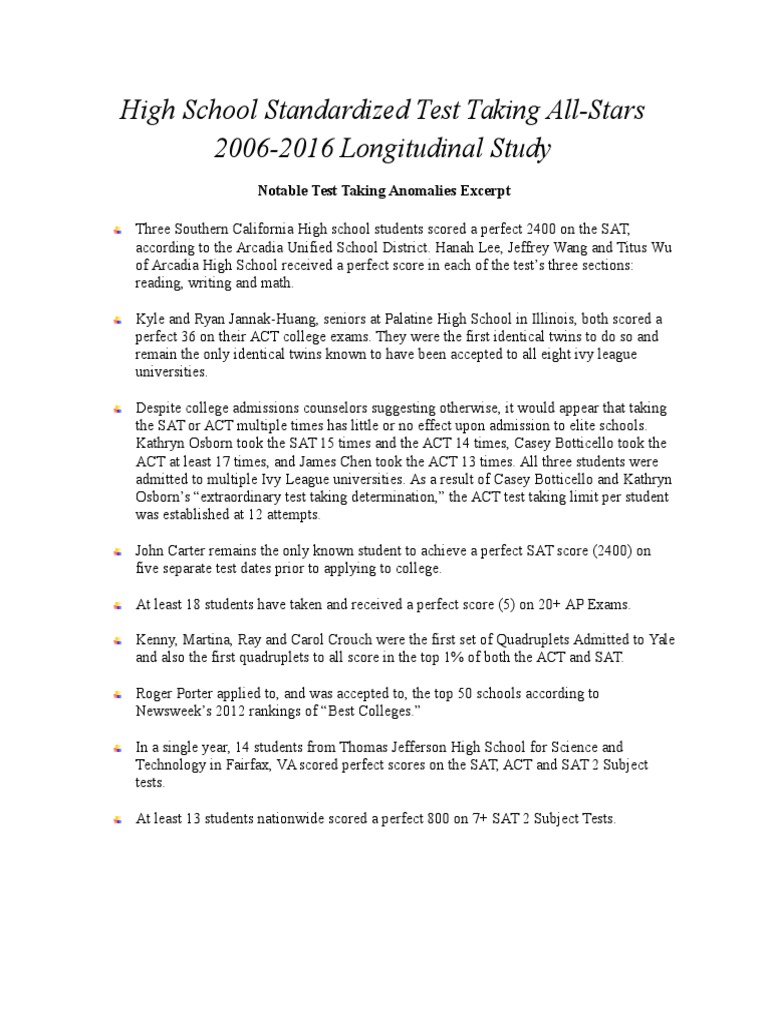High School Standardized Test Taking All-Stars | PDF
