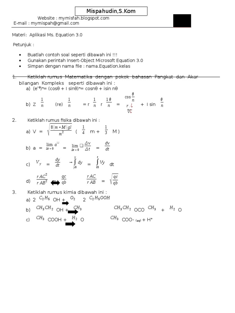 Ms Equation Rumus Matematika Fisika Kimia | PDF