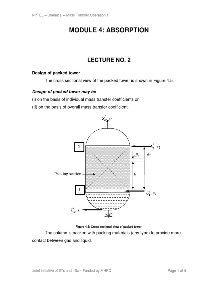 Design of Packed Tower PDF | PDF | Mass Transfer | Gases