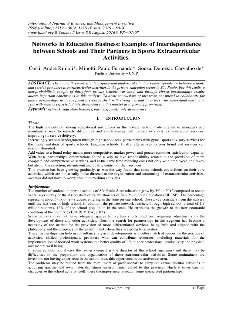 Networks in Education Business: Examples of Interdependence Between ...