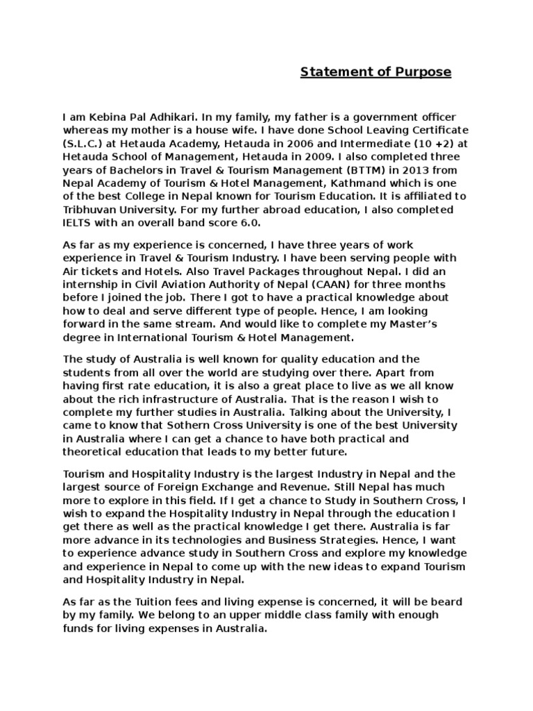 Statement of Purpose | PDF