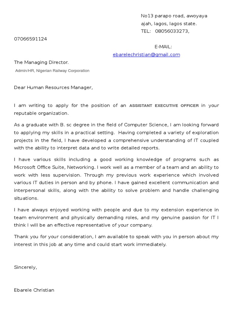 Christian Cover Letter 2016 | PDF