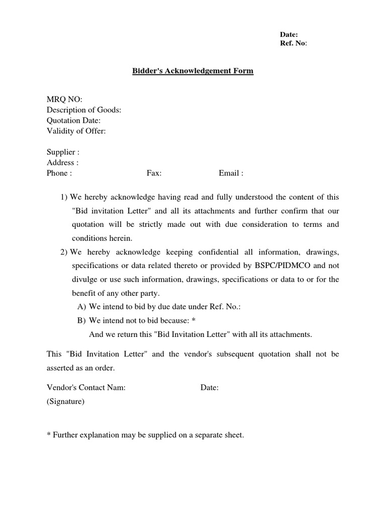 Acknowledgement Form | PDF | Guarantee | Payments