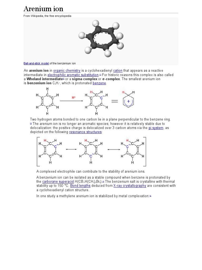 Arenium Ion | PDF | Molecules | Carbon Compounds