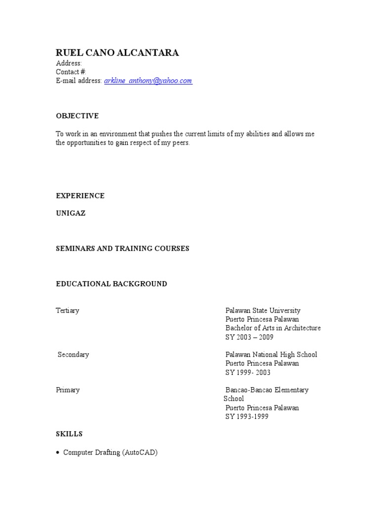 Ruel Cano Alcantara: Objective | PDF