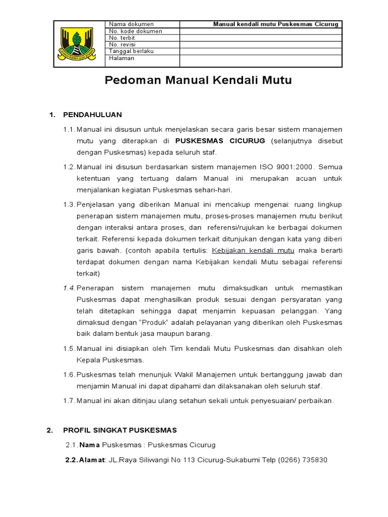 PEDOMAN Mutu Contoh | PDF
