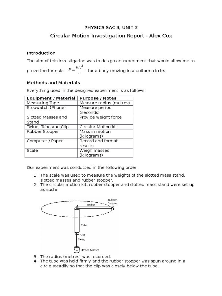 Circular Motion Investigation Report | Significant Figures | Tension ...