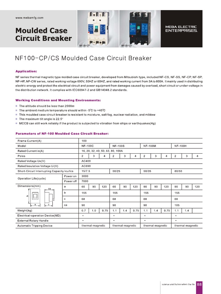 NF100 CS Moulded Case Circuit Breaker | PDF