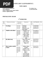 Planificare Calendaristica Clasa Pregatitoare 2024-2025 | PDF
