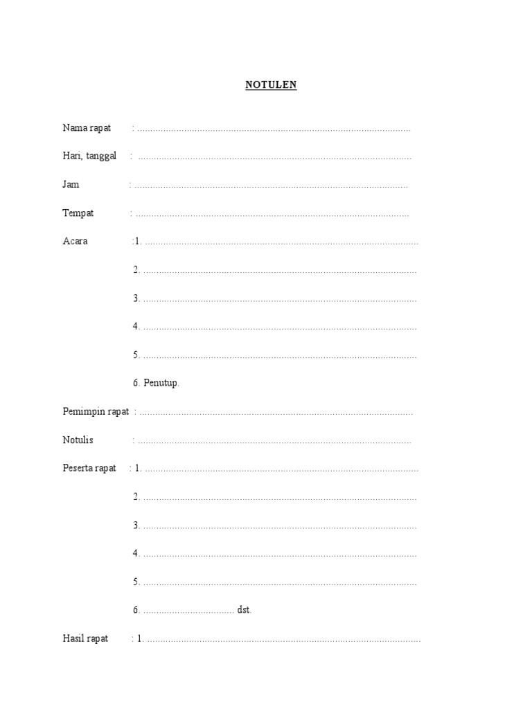 Format Contoh Notulen PDF | PDF