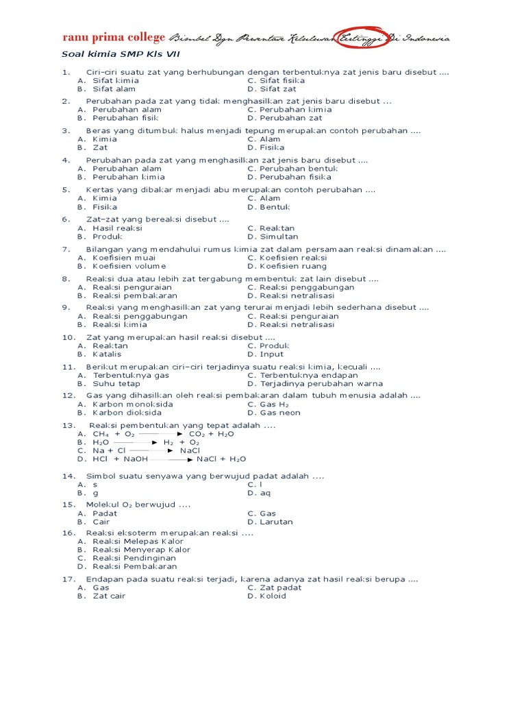 Soal Kimia SMP Kls VII | PDF