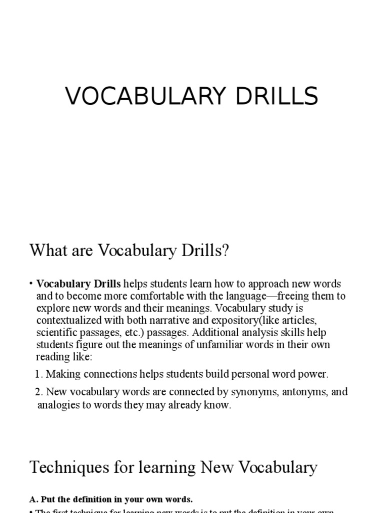 Vocabulary Drills | PDF