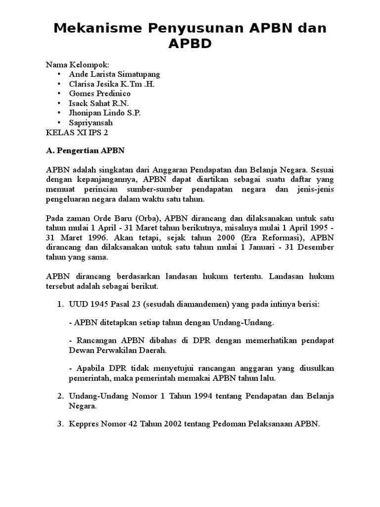 Mekanisme Penyusunan APBN dan APBD | PDF