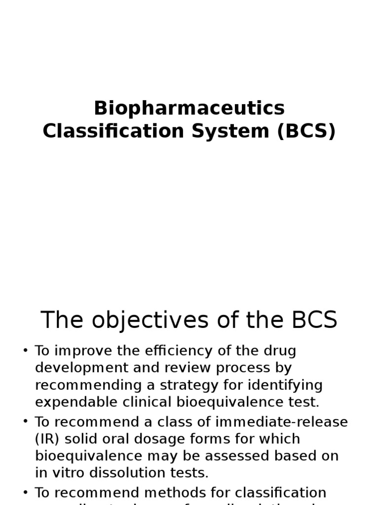 Biopharmaceutics Classification System (BCS) Explained | PDF ...