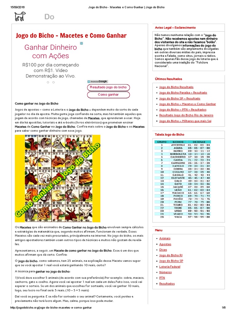 Jogo Do Bicho | PDF | Lazer