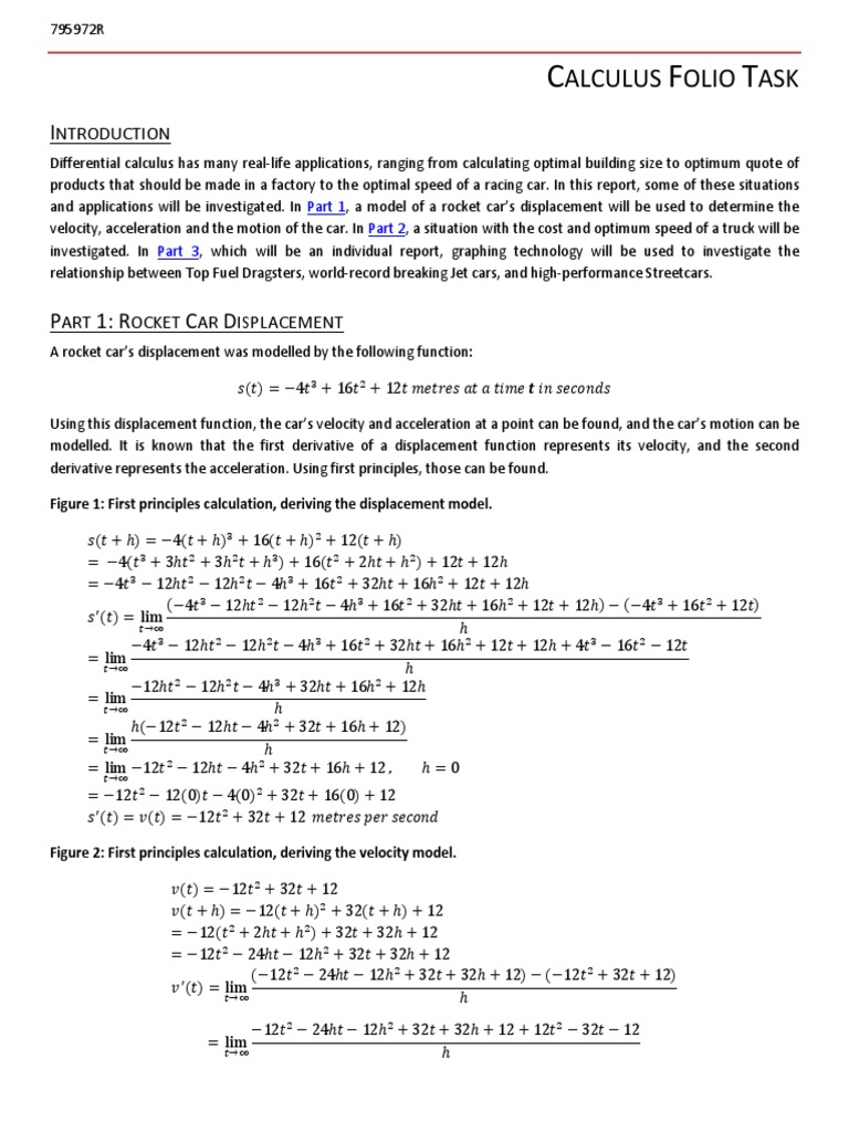 Ksusha Calculus Folio Task | PDF | Velocity | Acceleration