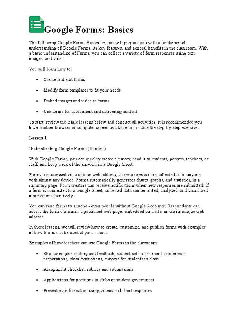 Google Forms - Basics | PDF | Comma Separated Values | Websites