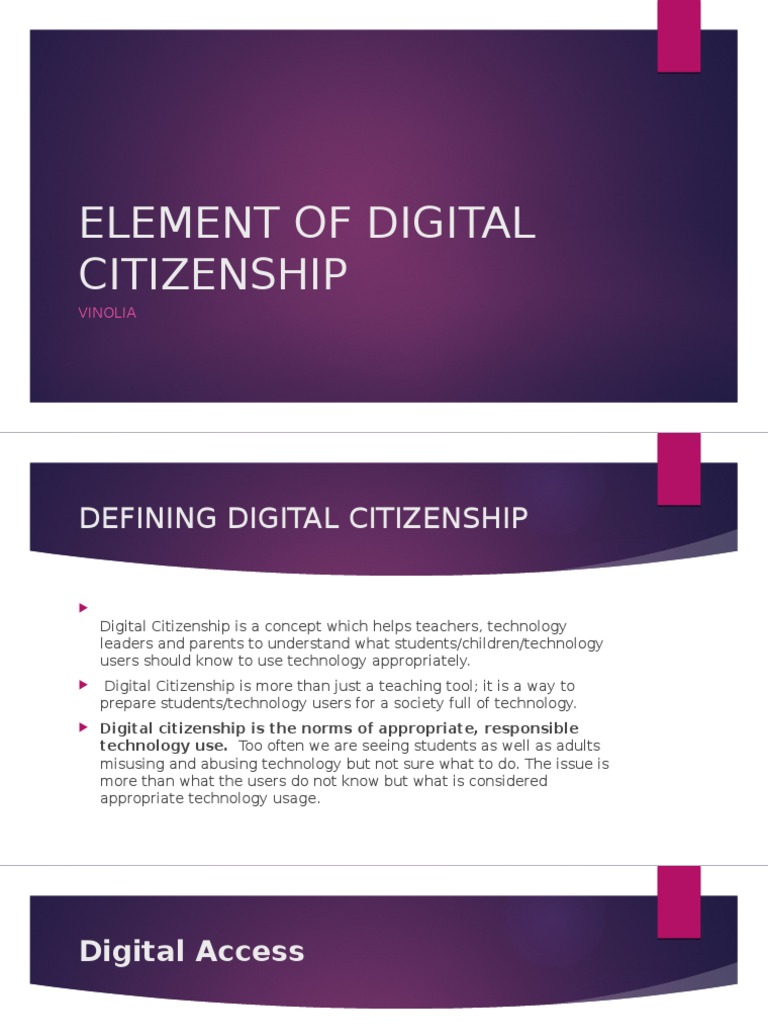 Element of Digital Citizenship: Vinolia | PDF