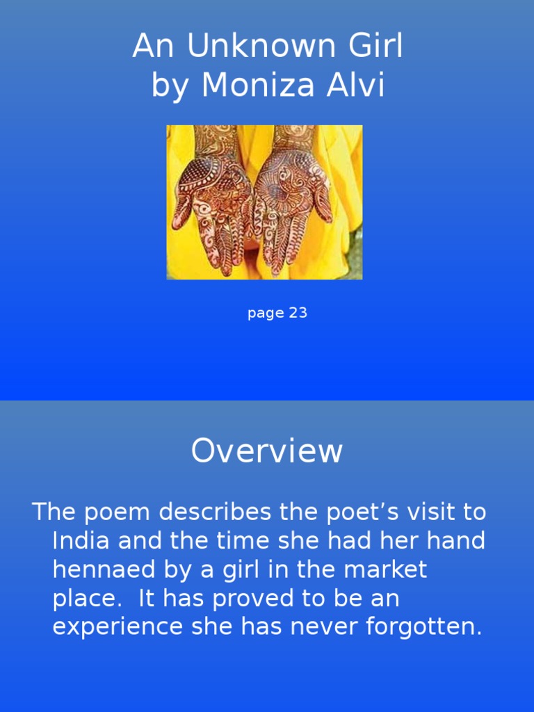 Analyzing Moniza Alvi's "An Unknown Girl" | PDF | Poetry