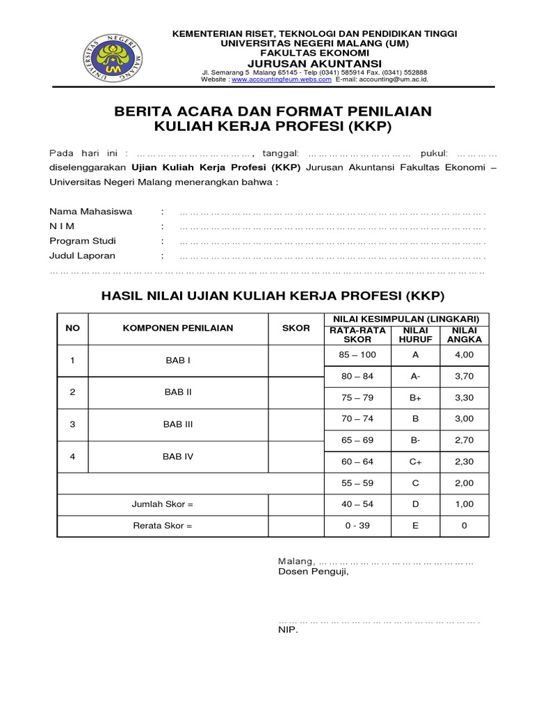 Format Penilaian KKP | PDF