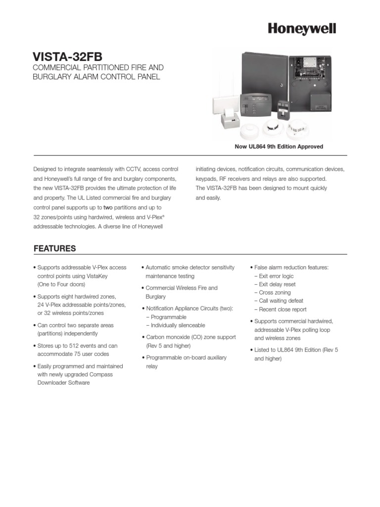 Vista 32fb Data Sheet | Security Alarm | Electrical Engineering