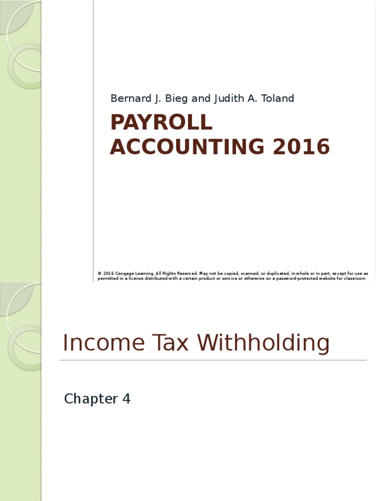 Chapter 4 Payroll Acct. | PDF | Withholding Tax | Payroll