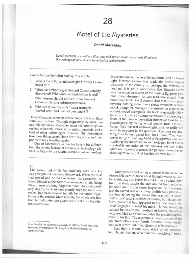 Motel of The Mysteries Macaulay | PDF | Archaeology