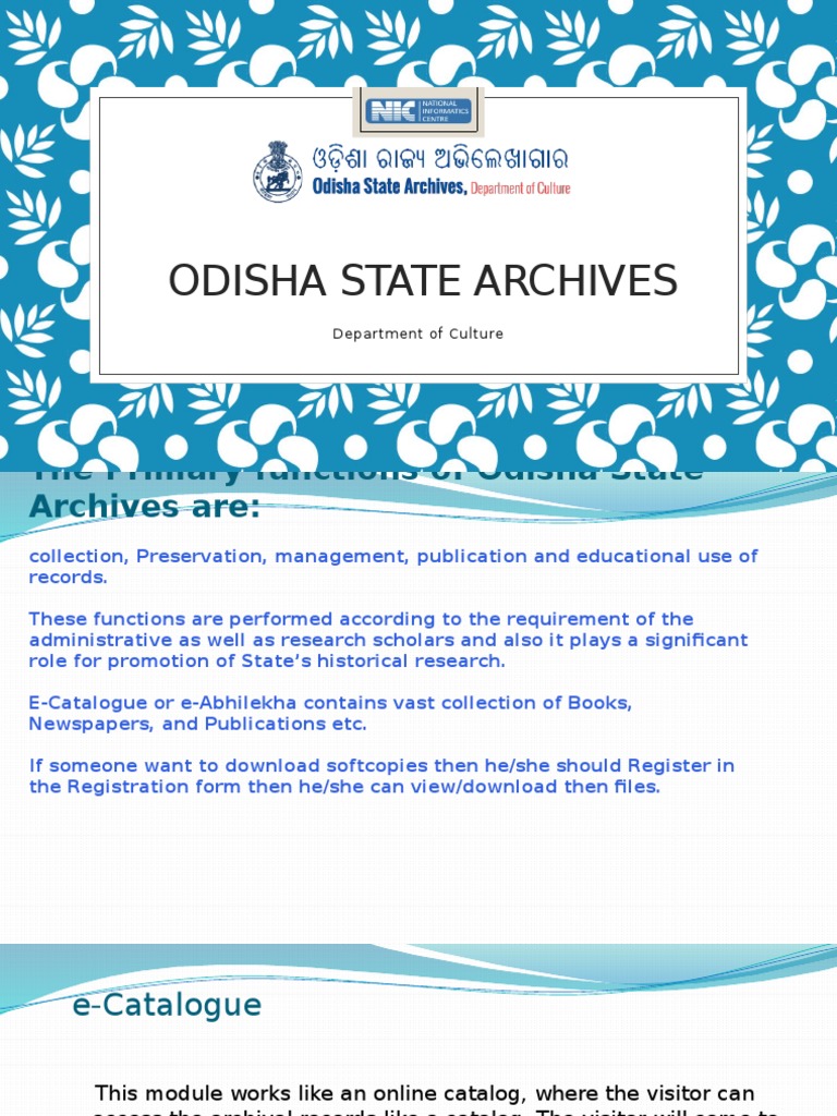 Odisha State Archives: Department of Culture | PDF | Archive ...