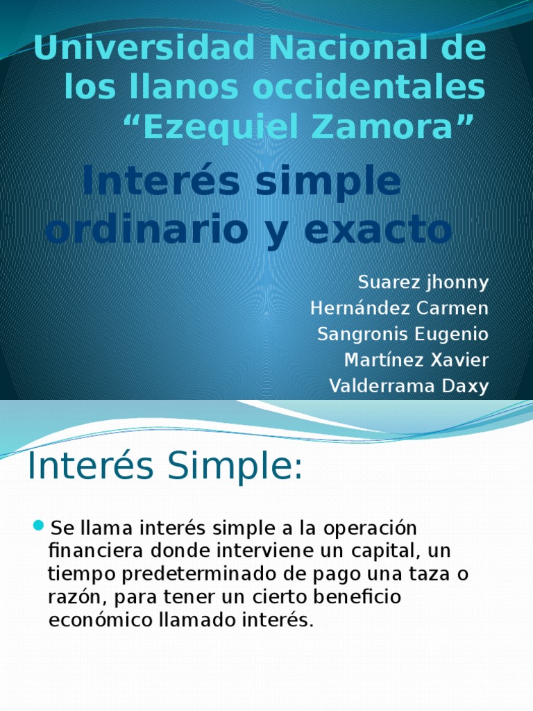 Cálculo y comparación del interés simple ordinario y exacto | PDF ...