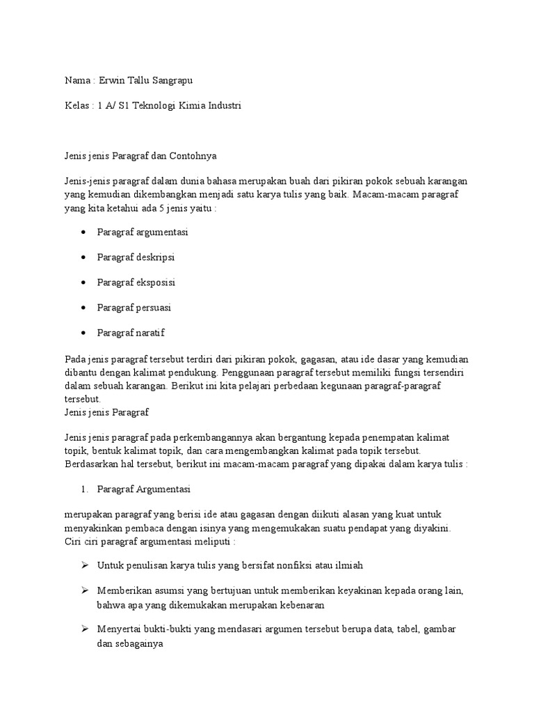 Jenis Jenis Paragraf Dan Contohnya | PDF