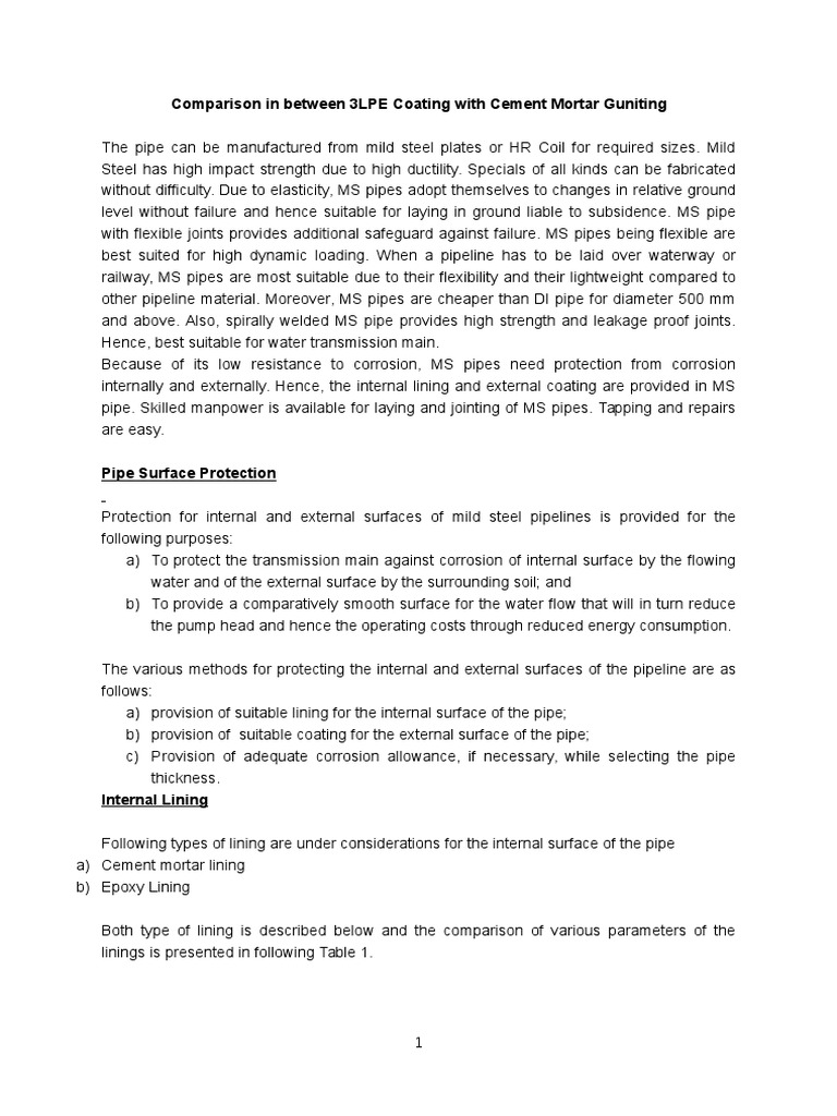 Guniting Vs 3LPE | PDF | Polyethylene | Pipe (Fluid Conveyance)