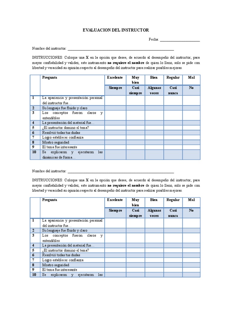 Evaluacion Del Instructor | Verdad | Conceptos psicologicos