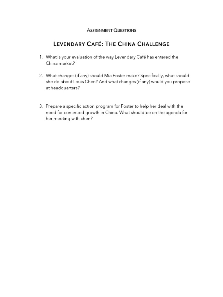 Levendary Cafe Assignment Questions | PDF