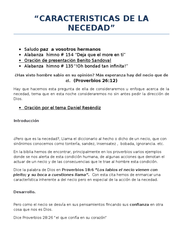 Las Caracteristicas de La Necedad | PDF | Libro de proverbios ...