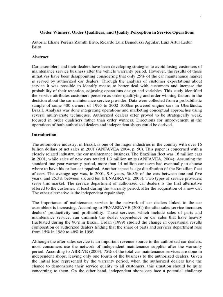 Order Winners - Order Qualifiers PDF | PDF | Logistic Regression | Retail